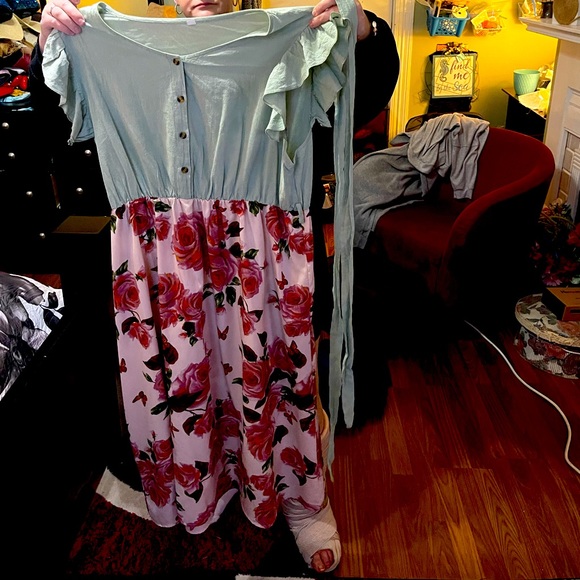 SHEIN | Dresses | Garden Dress With A Green Cloth Belt | Poshmark